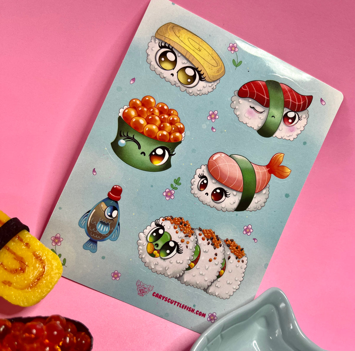 Sad Sushi Sticker Sheet – Carys Cuttlefish